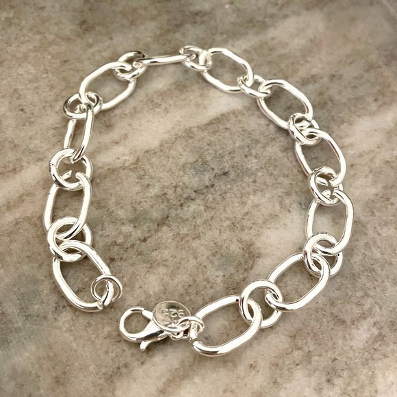 Jewelry | 925 Sterling Silver Chain Link Bracelet Silver Large Link Bracelet | Poshmark